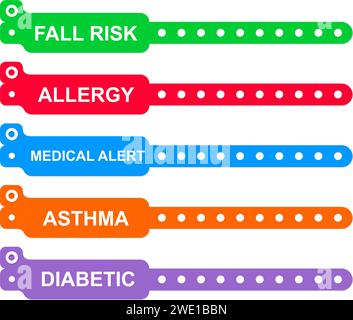 Set of hospital identification bracelets mockups. Collection of medical ...