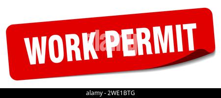 work permit sticker. work permit rectangular label isolated on white ...