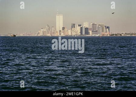 October 1990: The twin towers of the World Trade Center, Battery Park ...