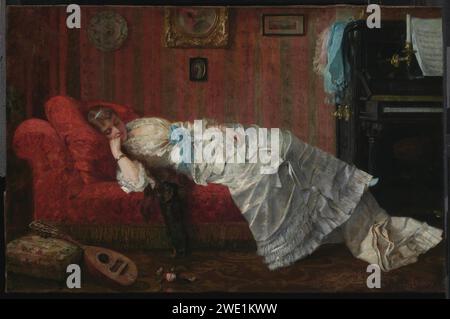 Stevens Alfred - Young Woman Resting in a Music Room Stock Photo - Alamy
