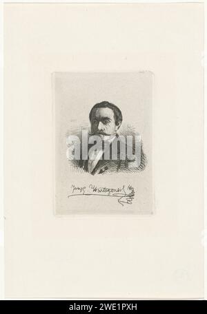 Self -portrait of Joseph Hartogensis, Joseph Hartogensis, 1857 print ...