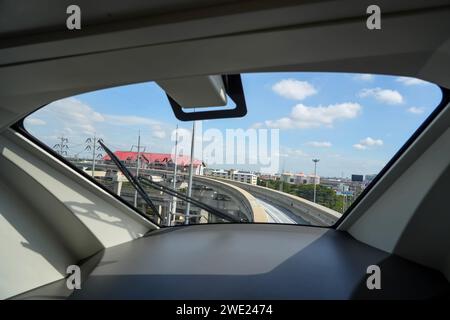 driver cabin Control Panel of High-Speed Train from Flat Angle During ...