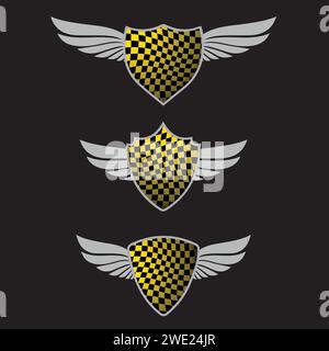 Checkered flag shields set Stock Vector Image & Art - Alamy