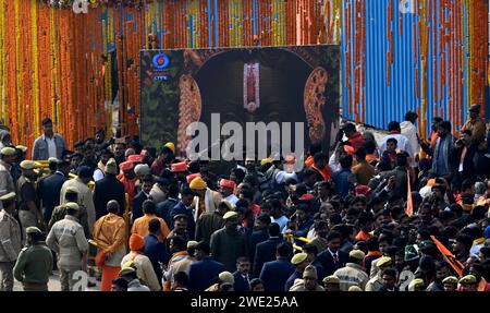 AYODHYA, INDIA - JANUARY 22: Thousand of devotees came from various ...