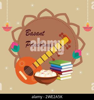 Sarasvati for happy Vasant Panchami Puja of India. poster, banner ...