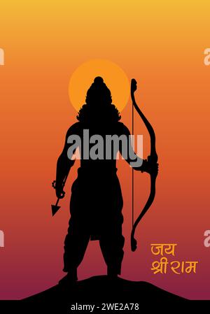 A vector illustration of a Shri ram text inside a black circle isolated ...