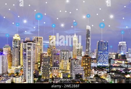 Concept of social wireless connection and internet use for commu Stock ...