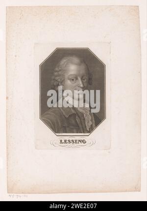 PortraT van Gotthold Ephraim Lessing, Johann Friedrich Bause, after ...