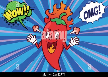 hot food red chili pop art Stock Vector Image & Art - Alamy