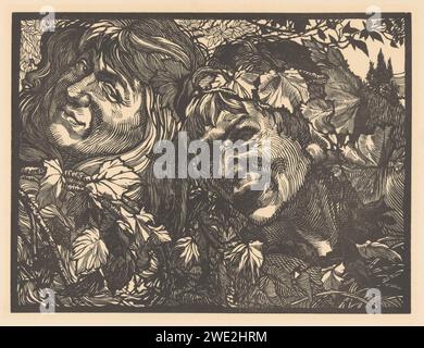 Two Bacchants surrounded by Wingerdbladeren, Johannes Josephus Aarts ...