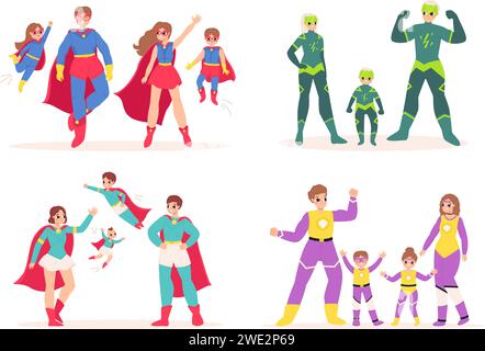 Super family - cartoon people characters colorful illustration Stock ...