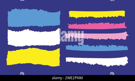 Jagged edge rectangle shapes, frames. Torn paper cut piece collection ...