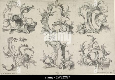 Rocailles, 1731 - 1775 print Rocaille ornaments in landscape ...