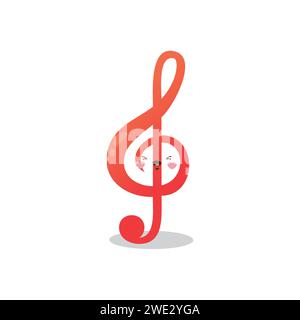 Cute funny music note character cute cartoon kawaii style on white ...