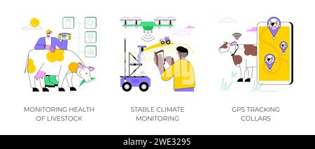 Monitoring health of livestock isolated cartoon vector illustrations ...