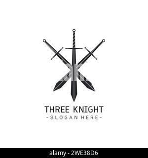 Vector Crossed Swords concept icon in linear style on white background ...