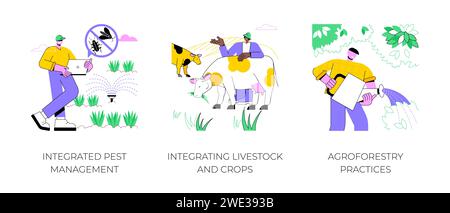 Sustainable agriculture practices isolated cartoon vector illustrations ...