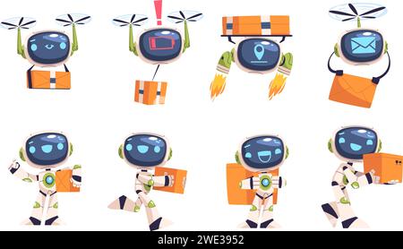 Food delivery robot isolated cartoon vector illustrations Stock Vector ...