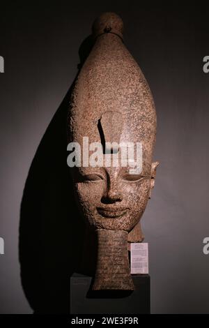 Luxor, Egypt - January 2, 2024: Statue of god Amoun, Limestone statue ...
