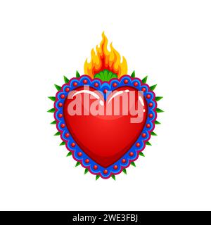 Mexican sacred heart, burning flame and crying eye, vector tattoo or ...