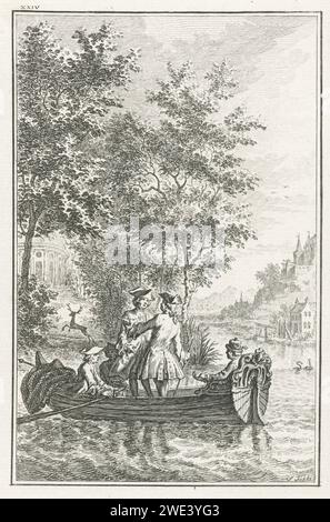 Group gentlemen in a boat on the beach in the Dutch East Indies Stock ...