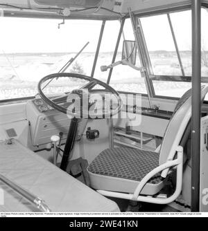In the 1950s. Interior of a Scania Vabis bus driving seat, with the ...