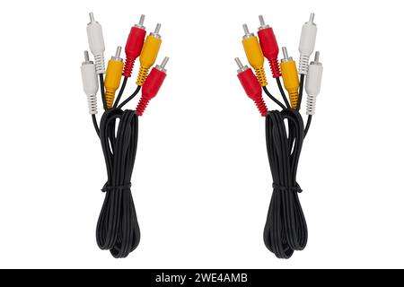 RCA stereo jack input cable isolated on white background. RCA composite ...