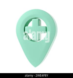 3d image medicine geotag icon. Medical cross company enterprise. Map ...