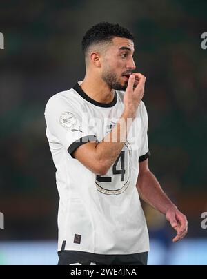January 22 2024: Mohamed Elsayed Mohamed Elshenawy (Egypt) controls the ...