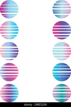 An abstract trendy cut out transparent retro neon circle design element ...