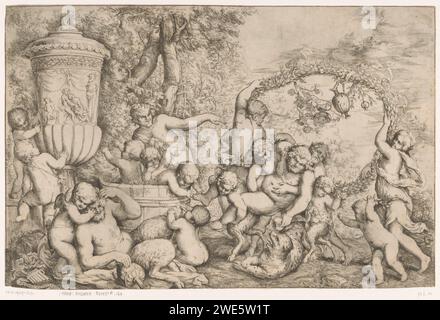 Met Silenus, Giovanni Andrea Podestà, 1640 print A bacchanal in a ...