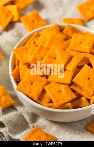Organic Square Cheese Cracker Snacks in a Bowl Stock Photo - Alamy