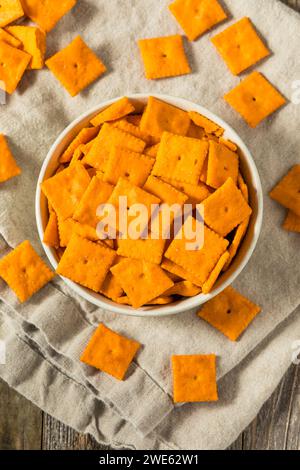 Organic Square Cheese Cracker Snacks in a Bowl Stock Photo - Alamy