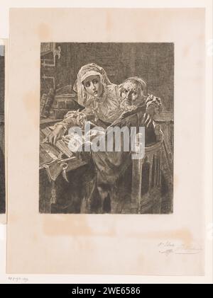 Old man and a woman read forbidden reading, Jean Baptiste Pierre ...