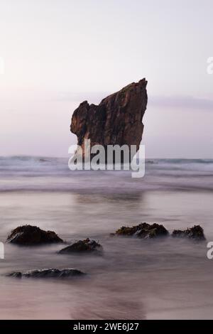 Aguilar beach in the Cantabrian sea near Muros de Nalon in Asturias ...