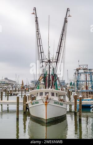 Commerial shrimp boat docked in the harbor at Pass Christian ...