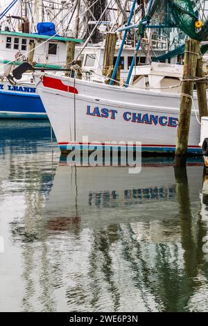 Commerial shrimp boat docked in the harbor at Pass Christian ...