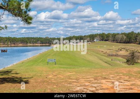 Earth embankment dam of the Flint Creek Reservoir at the Flint Creek ...