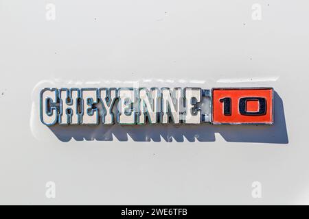 Chevrolet logo and C10 emblem on classic truck body Stock Photo - Alamy