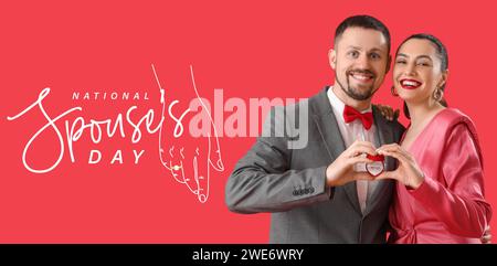 Banner for National Spouses Day with happy engaged couple Stock Photo ...