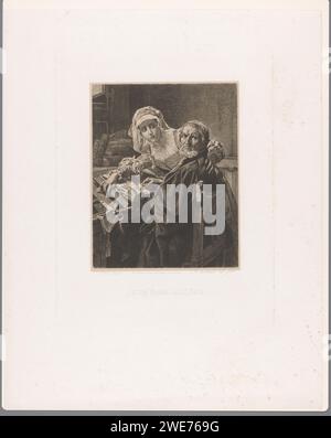 Old man and a woman read forbidden reading, Jean Baptiste Pierre ...