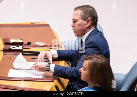 Israeli Ambassador Gilad Erdan speaks during United Nations Holocaust ...