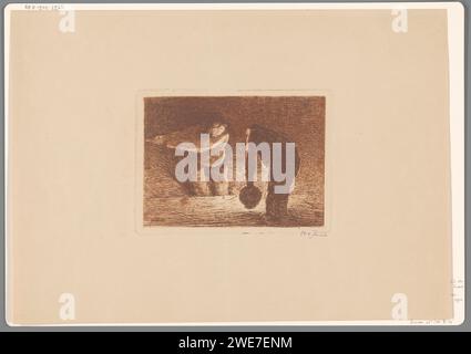 Two men at work (with ship lantern), Willem de Zwart, 1924 print paper ...