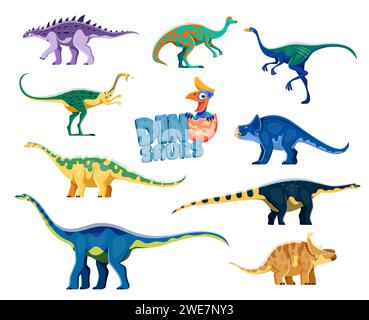 Cartoon Elmisaurus dinosaur character. Prehistoric beast or extinct ...