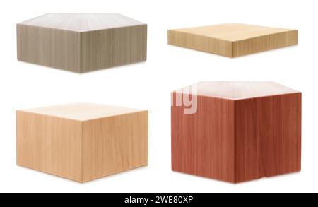 3D set of wooden platforms isolated on white background. Vector ...