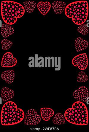 Valentine Red Background with Hearts and Circles Stock Photo - Alamy