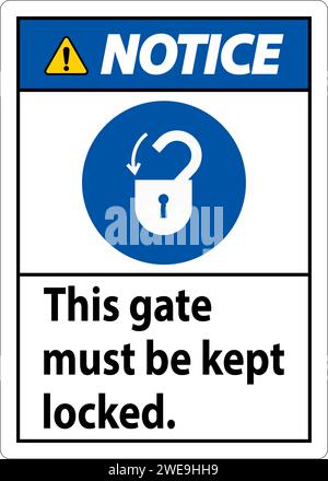 Notice Sign, Gate Must Be Kept Locked Stock Vector Image & Art - Alamy