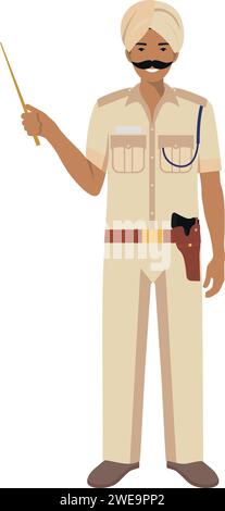 Indian police stick, illustration, vector on a white background Stock ...