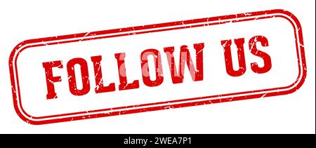 follow me stamp. follow me rectangular stamp isolated on white ...