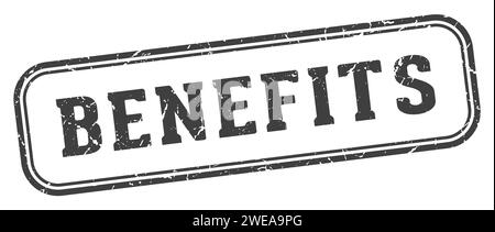 benefits stamp. benefits rectangular stamp isolated on white background ...